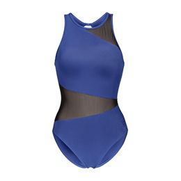 arena Badeanzug 'ANGLE VENT BACK MESH' Damen Gr&ouml;&szlig;e XXXL blau / schwarz