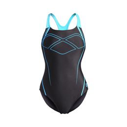 arena Badeanzug 'Graphic Pro Back' Damen Gr&ouml;&szlig;e XL aqua / schwarz