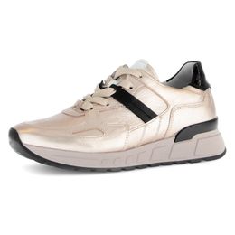 Gabor Damen Keilsneaker "DAVOS", Gr. 43, beige, Kalbsleder, Lackleder, metallic, Schuhe, Freizeitschuh, Halbschuh, Schnürschuh in Komfortweite H