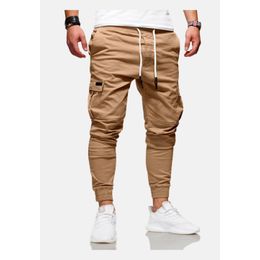 behype Herren Cargohose "LANE", beige, Gr. 33, 97% Baumwolle, 3% Elasthan, Hosen, mit elastischem Bund