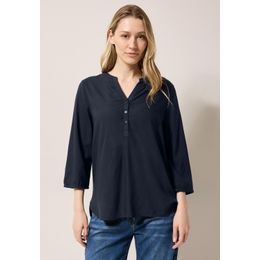 Cecil Damen Klassische Bluse, blau, Gr. S, unifarben, Stoff, 100% Viskose, Blusen, mit 3/4 Ärmeln