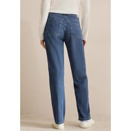 Cecil Damen Loose-fit-Jeans, blau, Gr. 36, gestreift, Stoff, 97% Lyocell, 3% Elasthan, Jeans, im Loose Fit