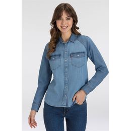 Levi's LEVI'S Damen Jeansbluse "ESSENTIAL WESTERN"practically pieced t, Basic, Gr. XS, Denim/Jeans, Obermaterial: 100% Baumwolle, Blusen, mit Brusttaschen