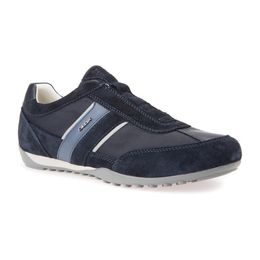 Geox Herren Sneaker "U WELLS A", Gr. 39, blau, Textil, Veloursleder, Schuhe, Freizeitschuh, Schnürschuh mit Logoverzierung