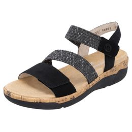 Remonte Damen Keilsandalette, Gr. 43, schwarz, Bast, Lederimitat, Schuhe, Riemchensandale, Bequemschuh, Sommerschuh mit Soft-Fußbett