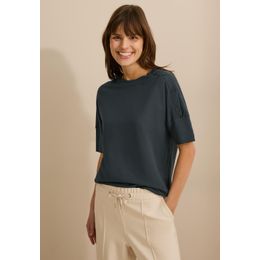 T-Shirt Cecil, Damen, Gr. M (40), gr&uuml;n (slate khaki), Web, 48% Baumwolle, 48% Modal, 4% Elasthan; iced neon green: 62% Polyester, 33% Baumwolle, 5% Elasthan, unifarben, Basic, gerade normal, Rundhals, B&uuml;ndchen, Shirts T-Shirt, aus softem Materialmix