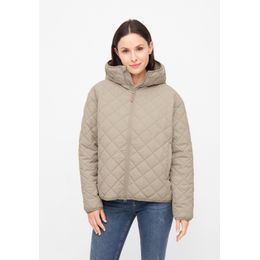 Steppjacke Derbe "Quiltby Short", Damen, Gr. 44, beige (cobblestone), Obermaterial: 100% Polyester; Futter: 100% Polyester, Basic, normal, B&uuml;ndchen, Jacken Steppjacke, Wasserabweisend, Kapuze, 2-Wege Reis&szlig;verschluss