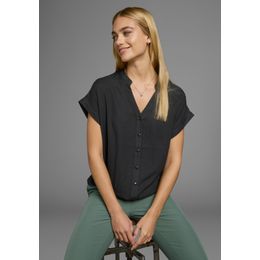 Boysen's BOYSEN'S Damen Hemdbluse, schwarz, Gr. 32, Web, Obermaterial: 100% Viskose, Blusen, im Oversized-Style mit Ballonsaum