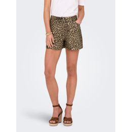 Only Damen Shorts "ONLNAOMI STRING AOP SHORTS OTW"toasted coconut aop:leo, Gr. S, bedruckt, Obermaterial: 100% Baumwolle, Hosen