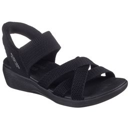 Skechers Damen Keilsandalette "ARYA", Gr. 41, schwarz, Textil, unifarben, Schuhe, Freizeitschuh, Sandale in veganer Verarbeitung