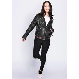 Mustang Damen Lederjacke "31020149", schwarz, Gr. L, Obermaterial: 100% Lammleder; Innenfutter: 35% Baumwolle, 65% Polyester; Strickmaterial: 100%