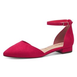 Tamaris Damen Riemchenballerina, Gr. 38, pink, Textil, Veloursleder, unifarben, Schuhe, Blockabsatz, Sandalette, Abendschuh mit verstellbarem Riemchen