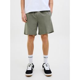 Jack & Jones Shorts JACK & JONES "JPSTJAIDEN JJSUMMER JOGGER SHORT SN", Herren, Gr. XS, N-Gr, gr&uuml;n (agave gr&uuml;n detail:solid), Twill, Obermaterial: 74% Baumwolle, 26% Leinen, unifarben, Basic, relaxed fit kniefrei, Hosen Shorts, mit elastischem Bund