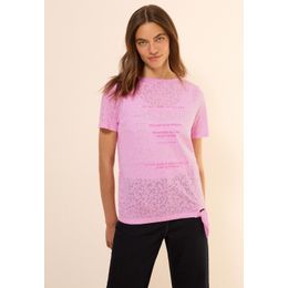 T-Shirt Cecil, Damen, Gr. L (42), rosa (cherry blossom pink), Web, 50% Baumwolle, 50% Polyester, unifarben, normal normal, U-Boot-Ausschnitt, abgesteppt, Shirts T-Shirt, Feel Good Fit