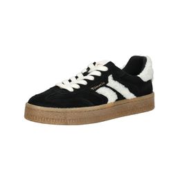 Sneaker Tamaris "Tamaris Sneaker Leder/Textil", Damen, Gr. 38, schwarz (schwarz, weiß), Leder, Textil, Schuhe