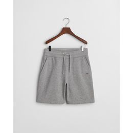 Gant Herren Sweatshorts "REG SHIELD SWEAT SHORTS", grau, Gr. 5XL, Sweatware, Obermaterial: 87% Baumwolle, 13% Polyester, Hosen, mit einer kleinen