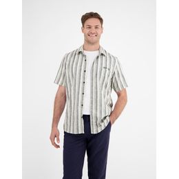 Lerros Herren Kurzarmhemd "Lerros Kurzarmhemd in weicher, gestreifter Strukturqualit&auml;t", blau, Gr. S, 60% Polyester, 40% Baumwolle, Hemden