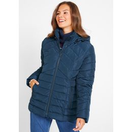 bonprix Leichte Steppjacke mit abnehmbarer Kapuze, blau, Gr.42, Gef&uuml;tterte Outdoorjacke mit seitlichen Eingriffstaschen und Kapuze