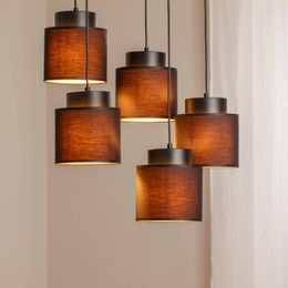 Luminex Pendellampe Soho zylindrisch rund 5fl schwarz/gold