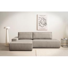 Ecksofa Home Affaire, B:275cm H:85cm T:167cmgreige, 100% Polyester, Wohnzimmer, Sofas, "SHERWOOD, Schlafsofa in L-Form offen (275cm), Cord,