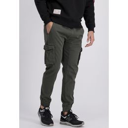 Cargohose Alpha Industries "Cotton Twill Jogger", Herren, Gr. L, N-Gr, grau (grauschwarz), Web, Obermaterial: 98% Baumwolle, 2% Elasthan, unifarben, slim fit normal, Hosen Cargohose
