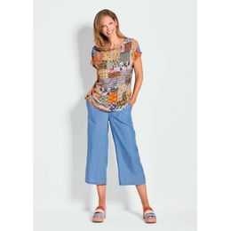 GOLDNER Luftige Viskosebluse mit Patch-Print in gelb / gemustert | Gr.: 42