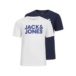 Jack & Jones JACK & JONES Junior 2er-Set: Shirts "Corp" in Dunkelblau/ Wei&szlig; | Gr.: 128