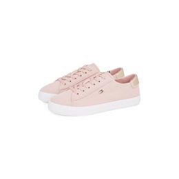 Plateausneaker Tommy Hilfiger "VULC CANVAS LACE UP SNEAKER", Damen, Gr. 36, rosa (rose), Baumwolle, Schuhe, Freizeitschuh, Halbschuh, Schnürschuh, in schmaler Form
