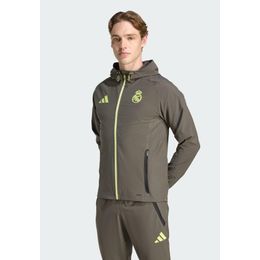 adidas Performance Trainingsjacke 'Real Madrid Tiro 25 Competition Vis' Herren Gr&ouml;&szlig;e XL neongelb / schlammfarben