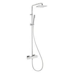 Herzbach LIVING SPA Duschsäule mit Regenbrause 30 cm eckig, mit Stabhandbrause