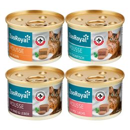 ZooRoyal Mousse Mixpaket Fisch, Rind & Huhn Katzen-Nassfutter ohne Getreide, ohne Zuckerzusatz 24x85g