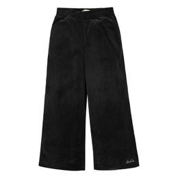 Stoffhose LEVI'S KIDS "LVG VELOUR WIDE LEG PANT", Mädchen, Gr. 10 (140), N-Gr, caviar, Web, Obermaterial: 100% Polyester, unifarben, normal, Hosen Stoffhose, for Girls, Elastikbund