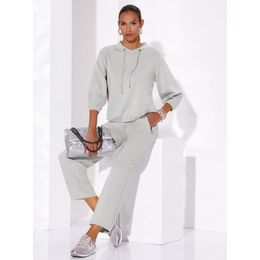 CR&Eacute;ATION L Sweatshirt CREATION L, Damen, Gr. 40, grau (hellgrau), 50% Modal, 44% Polyester, 6% Elasthan, unifarben, V-Ausschnitt, Sweatshirts Sweatshirt