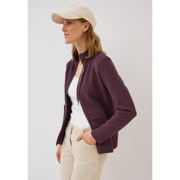 Sweatjacke Cecil, Damen, Gr. XL (44), rot (mulberry rot), Sweatware, Obermaterial: 77% Baumwolle, 20% Polyester, 3% Elasthan, unifarben, Casual, normal hüftbedeckend, Rundhals, Sweatjacken, im Ottoman-Look und Stehkragen, Struktur-Optik