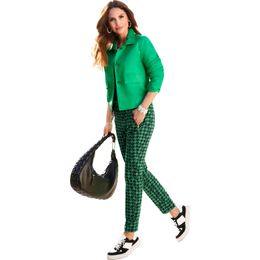 WITT Damen Jogg Pants mit Rei&szlig;verschluss-Taschen, grasgr&uuml;n-schwarz-bedruckt, Gr&ouml;&szlig;e 42