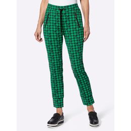 WITT Damen Jogg Pants mit Rei&szlig;verschluss-Taschen, grasgr&uuml;n-schwarz-bedruckt, Gr&ouml;&szlig;e 44