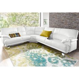 Ecksofa Trendmanufaktur "Cecilia in italienischem Design, modern und komfortabel, L-Form", wei&szlig; (altwei&szlig;), B:280cm H:87cm T:240cm, NaturLEDER (echtes Rindsleder) in Sitz und R&uuml;cken. Korpus in passendem Kunstleder SOFTLUX bezogen;Luxus-Microfaser ALCAZAR (100% Polyester);Kunstleder SOFTLUX;Microfaser PRIMABELLE (100% Polyester), Sofas, Ecksofa, bequeme Armlehnen, mit langem Schenkel