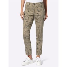 Heine Witt Damen Cargohose mit Glitzer-Details, sesam-anthrazit-bedruckt, Gr&ouml;&szlig;e 36