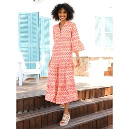 Heine Damen Druckkleid, Orange, Gr. 38, Maxikleider, Material: Viskose
