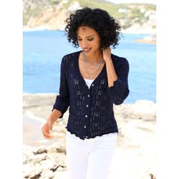 Heine Witt Damen Ajourstrickjacke mit 3/4-Arm, marine, Gr&ouml;&szlig;e 50