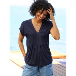Heine Witt Damen Shirt mit Biesen, marine, Gr&ouml;&szlig;e 34