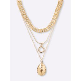 Heine Damen Collier, Goldfarben, Kurze Ketten & Colliers, Material: Metall