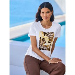 Heine Damen Kurzarmshirt, Natur, Gr. 44, T-Shirts, Material: Viskose