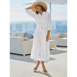 Heine Damen Baumwollkleid, Natur, Gr. 44, Maxikleider, 100% Baumwolle