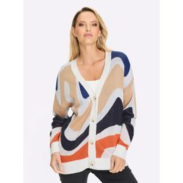 Heine Damen Jacquardstrickjacke, Natur, Gr. 42, Strickjacken, Material: Viskose