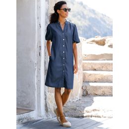 Heine Damen Blusen-Kleid, Blau, Gr. 46, Einfarbige Kleider, Material: Lyocell