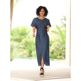 Heine Damen Freizeitkleid, Blau, Gr. 48, Maxikleider, Material: Baumwolle