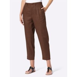 Heine Damen 7/8-Hose, Braun, Gr. 38, Chinos, Material: Leinen