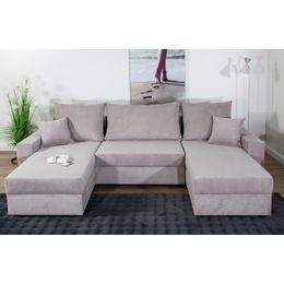 Wohnlandschaft Collection AB "Pico U-Form", grau (hellgrau), B:252cm H:39cm T:158cm, 100%Polyester, Sofas, Wohnlandschaft, Wohnlandschaft,2 X Ottomane,Poly&auml;therschaum Polsterung, Topseller