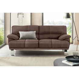 3-Sitzer Trendmanufaktur "Cecilia II, mit italienischem Design, tollen Details", braun, B:200cm H:87cm T:89cm, Struktur fein (100% Polyester);Microfaser Vintage (100% Polyester);Struktur (100% Polyester), Sofas, mit tollem Sitzkomfort und Designfu&szlig;
